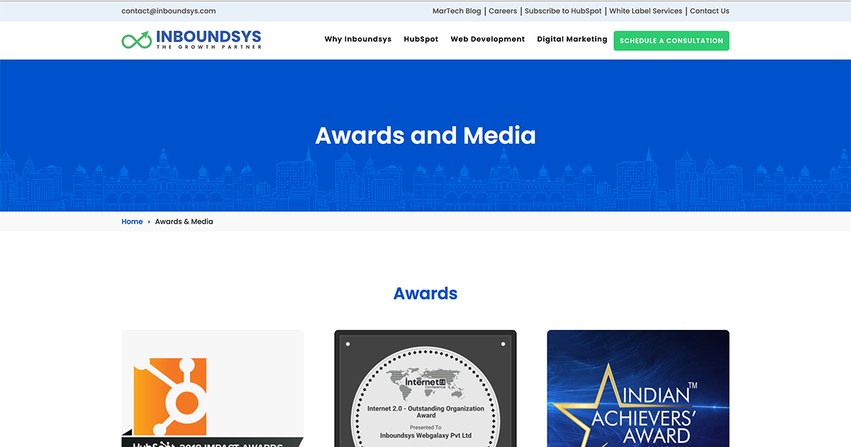 Inboundsys' Awards & Media Recognition | HubSpot Agency | India