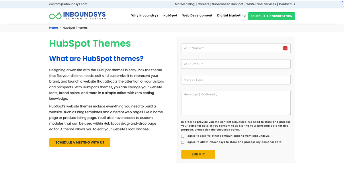 HubSpot Marketplace Themes by Inboundsys | India | Bangalore