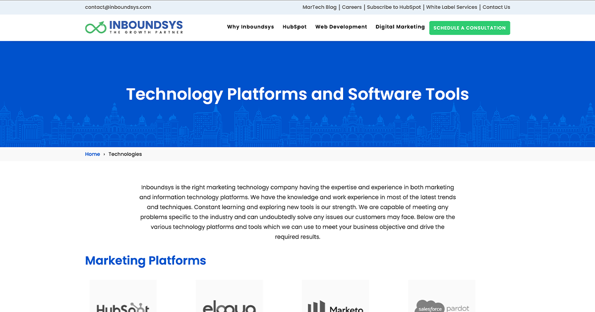 Technology Platforms and Software Tools | Inboundsys | India