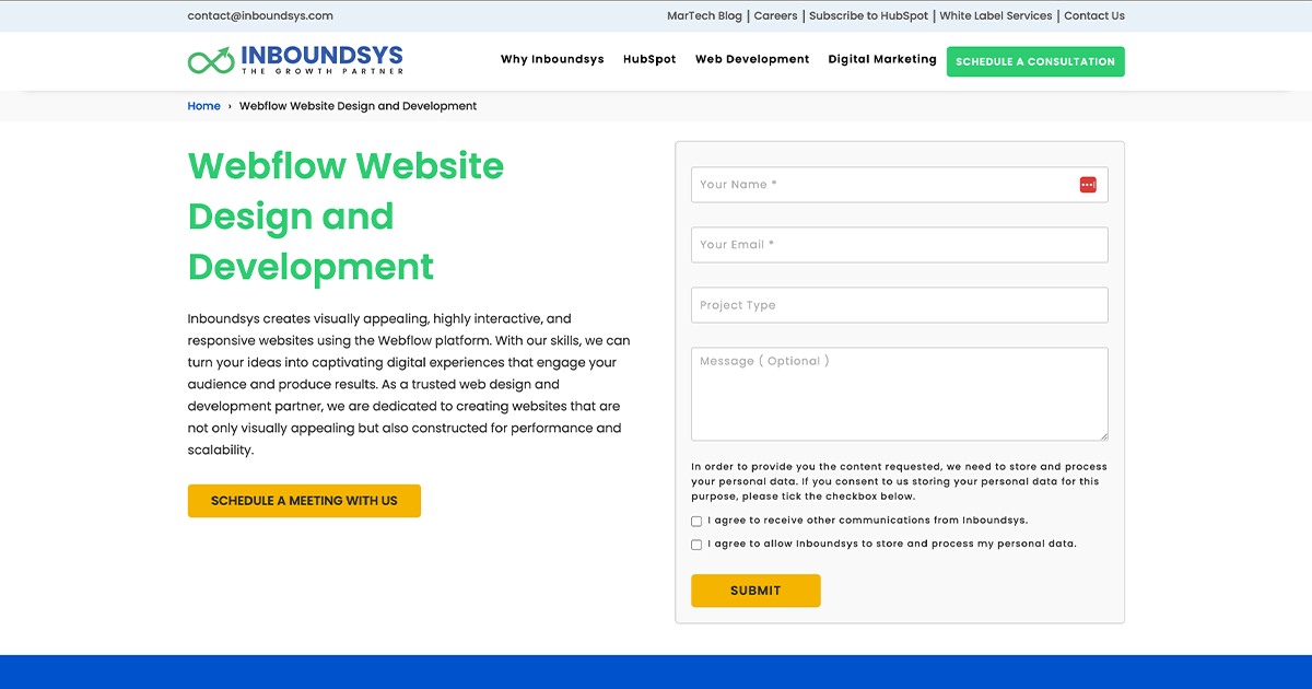 Webflow Website Development Services in India